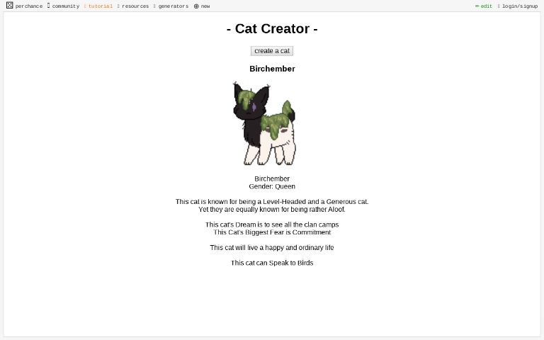 - Cat Creator - ― Perchance Generator