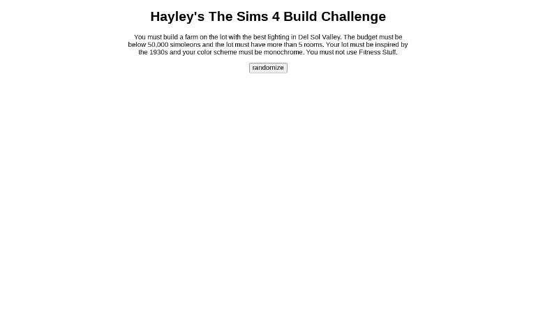 Hayley's The Sims 4 Build Challenge ― Perchance Generator