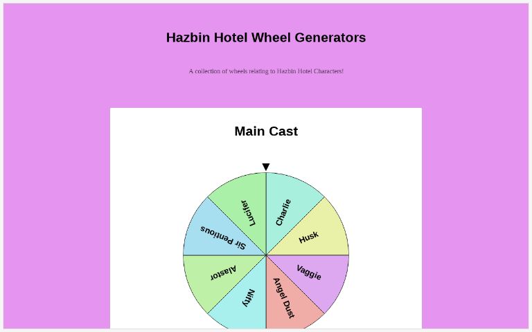 Hazbin Hotel Wheel Generator