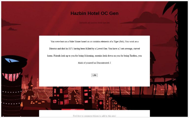 hazbinocgena ― Perchance Generator