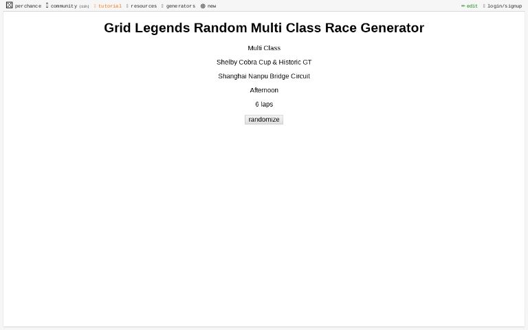 Grid Legends Random Multi Class Race Generator