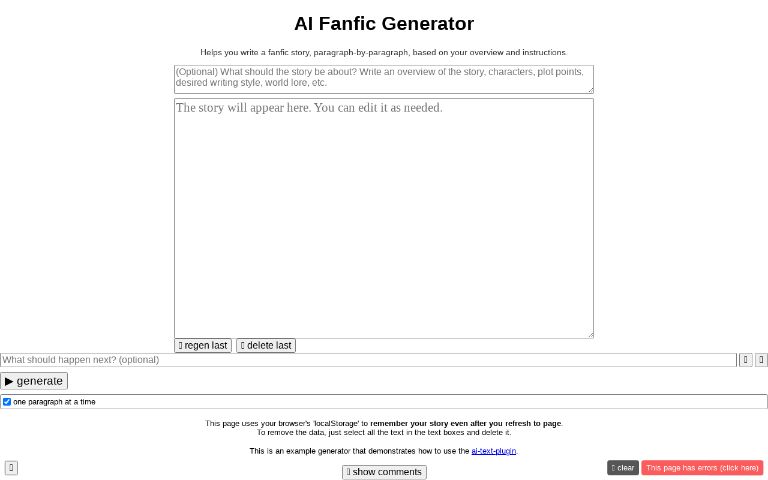AI Fanfiction story Generator