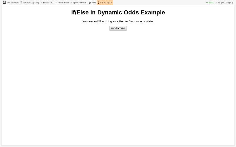 If/Else In Dynamic Odds Example ― Perchance Generator