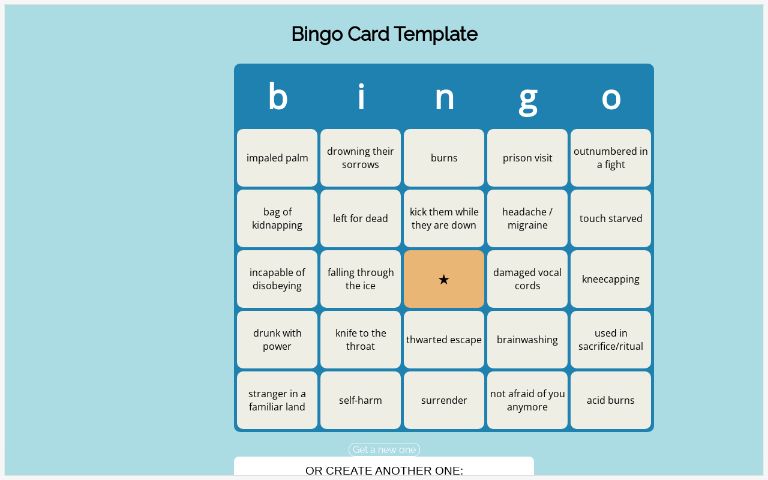 Bingo Card Template ― Perchance Generator