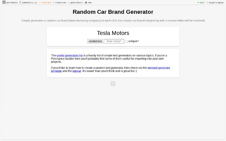 Random Car Brand Generator