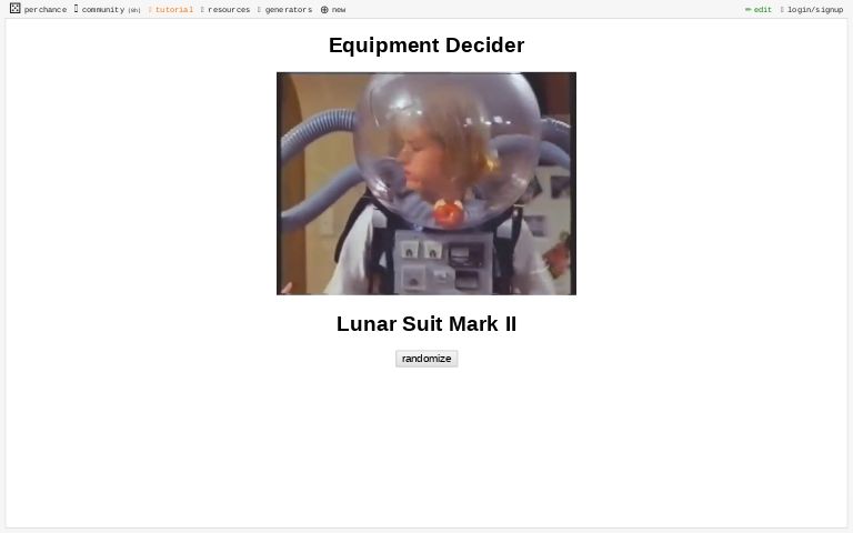 Equipment Decider ― Perchance Generator