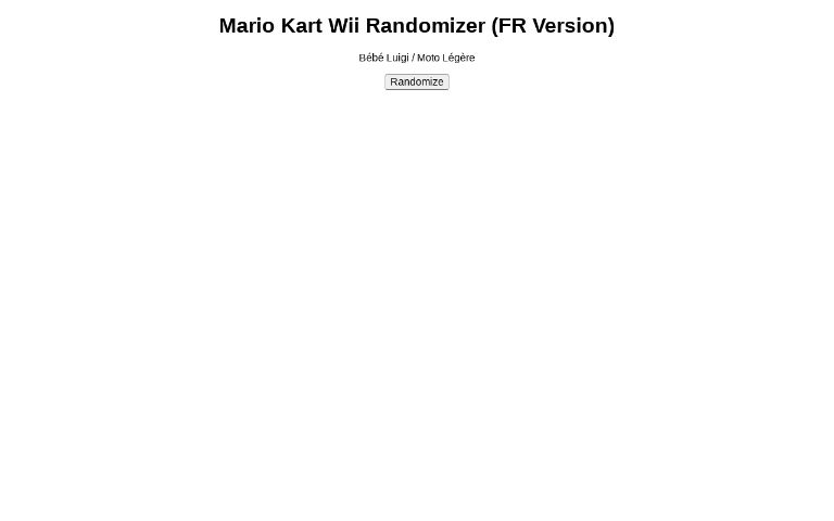Mario Kart Wii Randomizer (FR Version) ― Perchance Generator