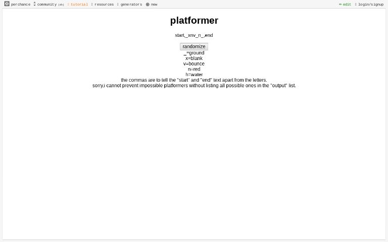 platformer ― Perchance Generator