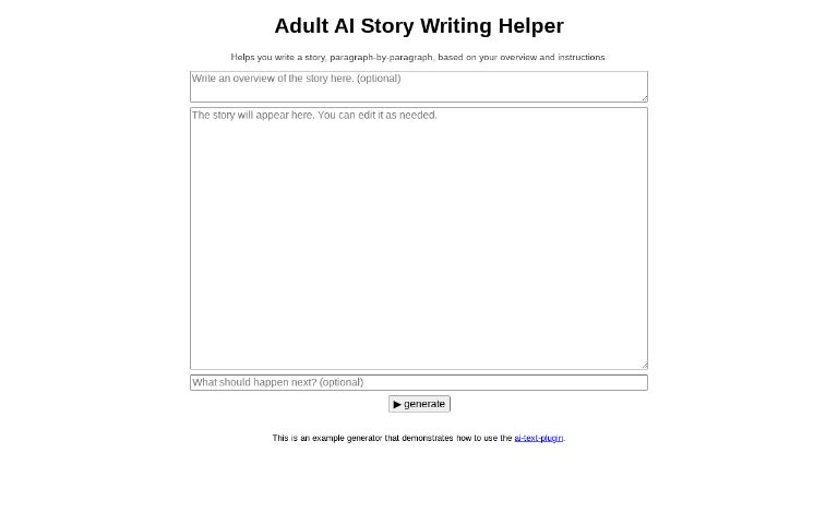 Adult AI Story Writing Helper ― Perchance Generator