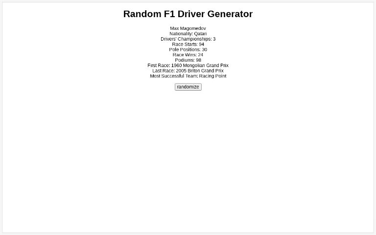 Random F1 Driver Generator