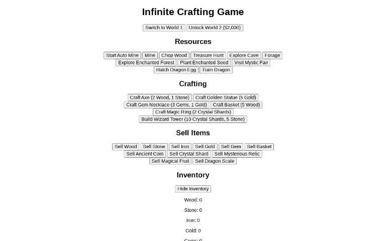 Infinite Crafting Game ― Perchance Generator