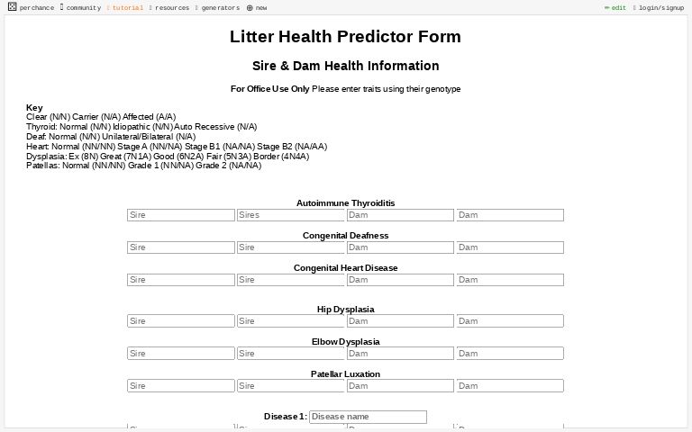 Litter Health Predictor Form ― Perchance Generator