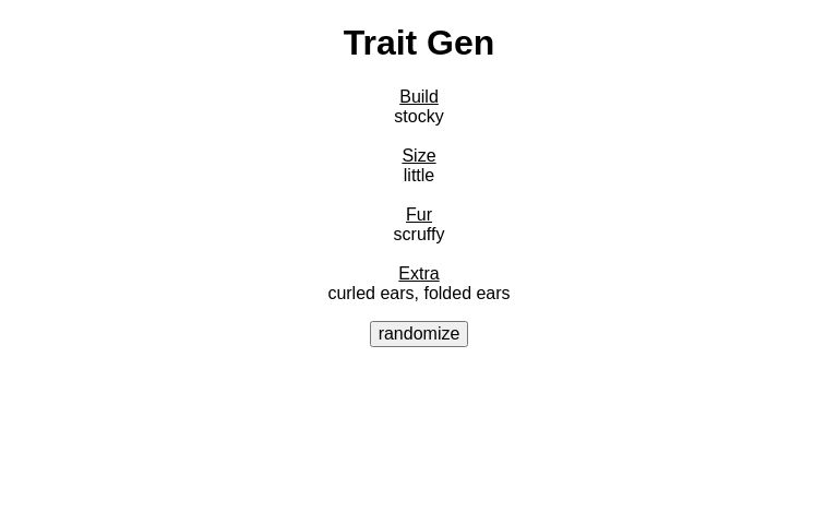 Trait Gen ― Perchance Generator