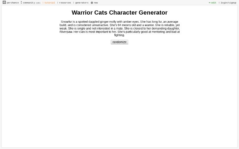 Warrior Cats Character Generator