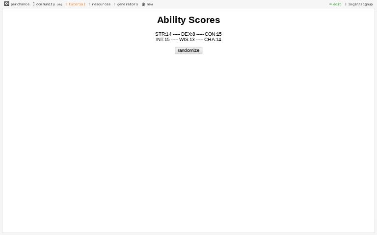 Ability Scores ― Perchance Generator