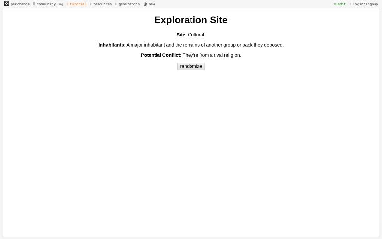 Exploration Site ― Perchance Generator