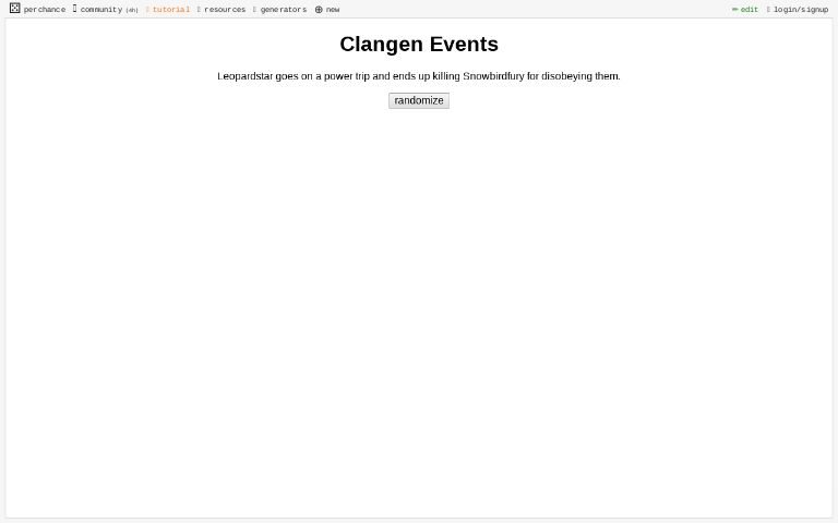 Clangen Events ― Perchance Generator