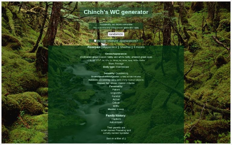 Chinch's WC generator