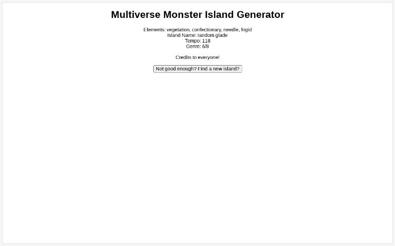 Multiverse Monster Island Generator