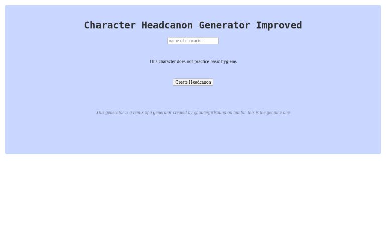 Character Headcanon Generator Improved
