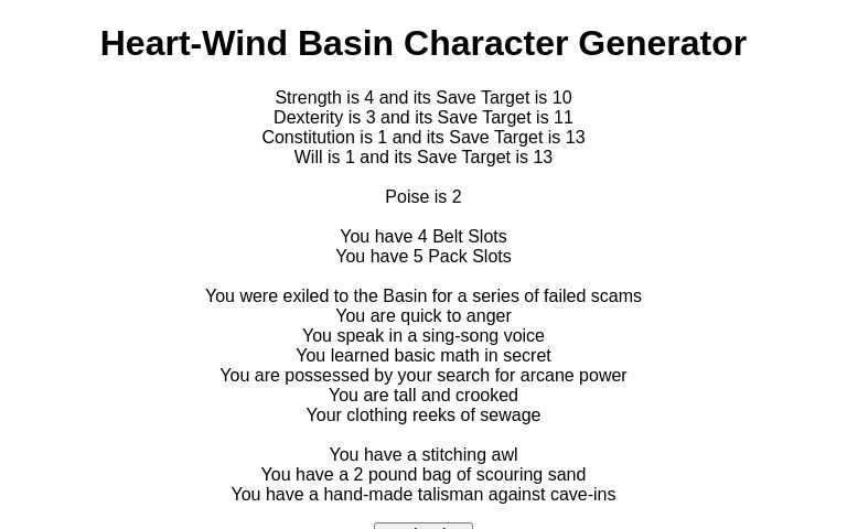 Heart-Wind Basin Character Generator