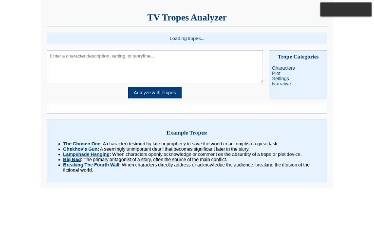 TV Tropes Analyzer ― Perchance Generator
