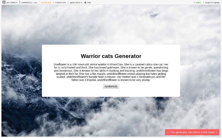 Warrior cats Generator