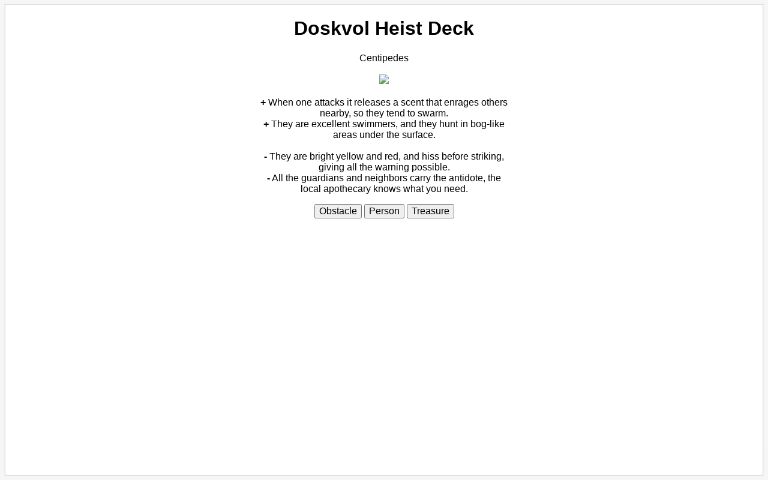 Doskvol Heist Deck ― Perchance Generator