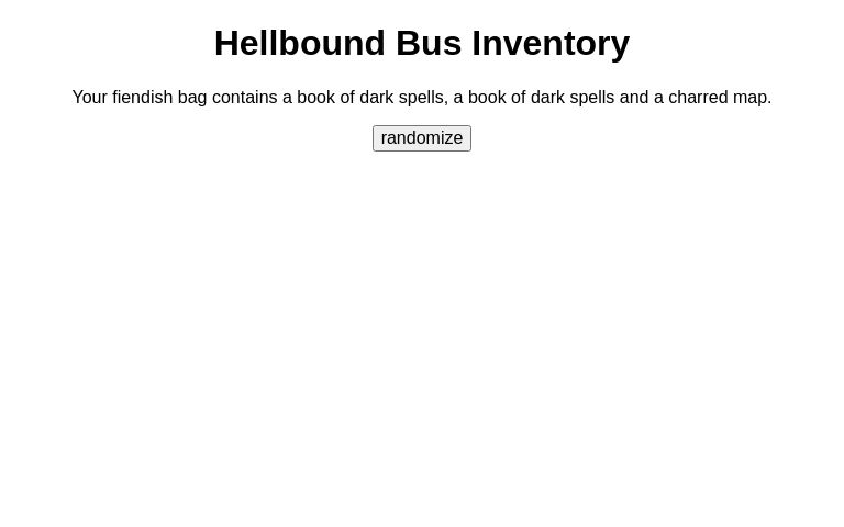 Hellbound Bus Inventory ― Perchance Generator