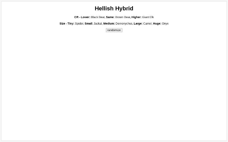Hellish Hybrid ― Perchance Generator