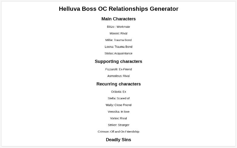 Helluva Boss OC Relationships Generator