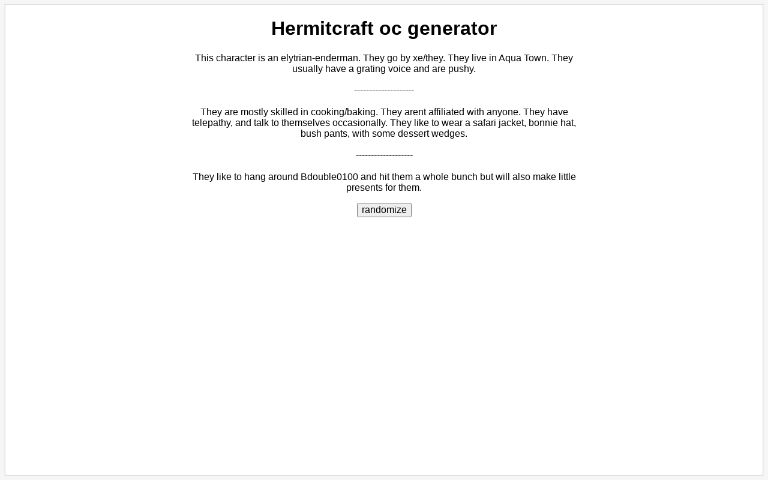 Hermitcraft oc generator
