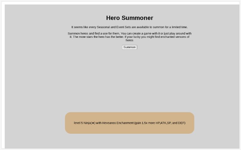 Hero Summoner ― Perchance Generator