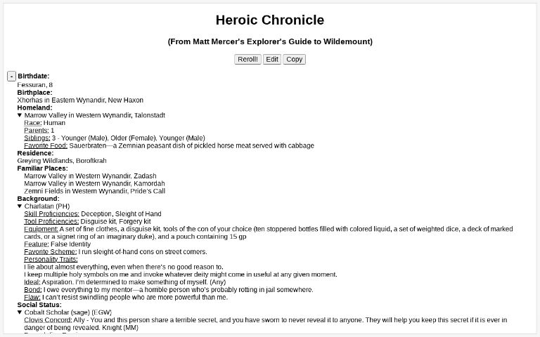 Heroic Chronicle ― Perchance Generator