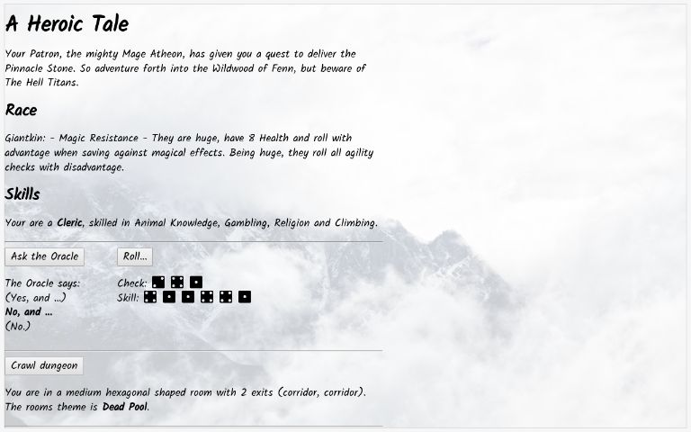 A Heroic Tale! ― Perchance Generator