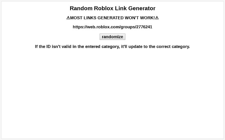 Random Roblox Link Generator