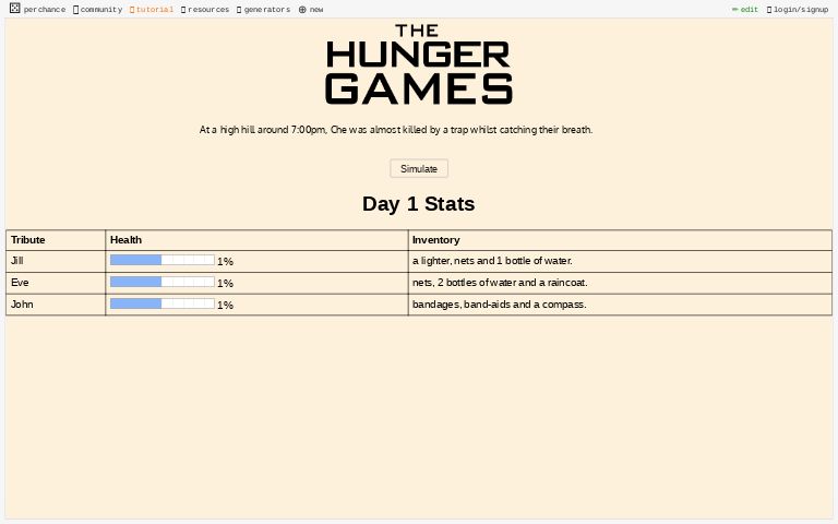 Day 1 Stats ― Perchance Generator
