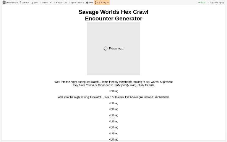 Savage Worlds Hex CrawlEncounter Generator