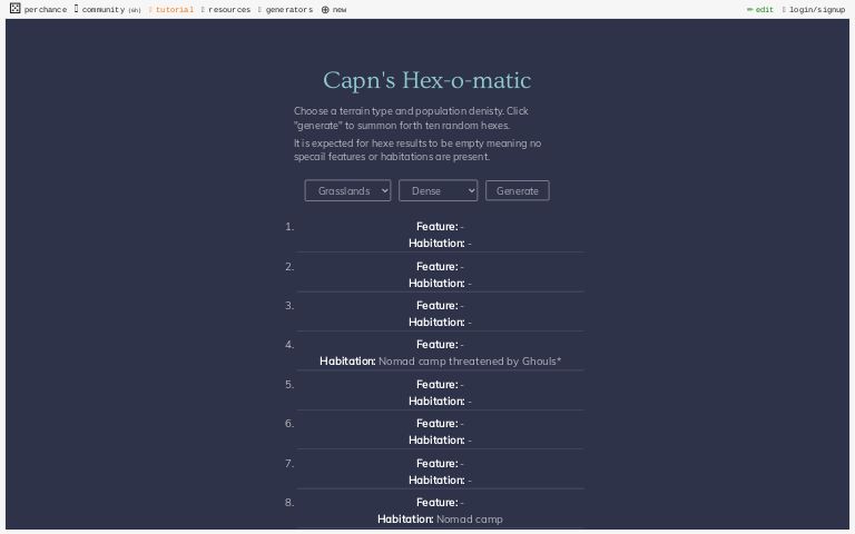 Capn's Hex-o-matic ― Perchance Generator
