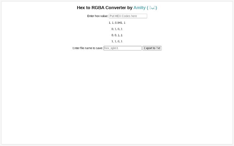 Hex to RGBA Converter by Amity ( ꈍᴗꈍ) ― Perchance Generator