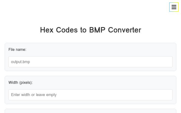Hex Codes to BMP Converter ― Perchance Generator