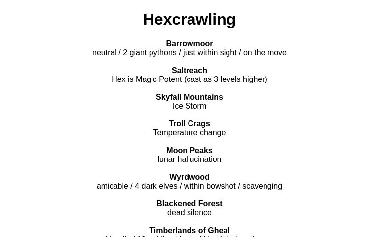 Hexcrawling ― Perchance Generator