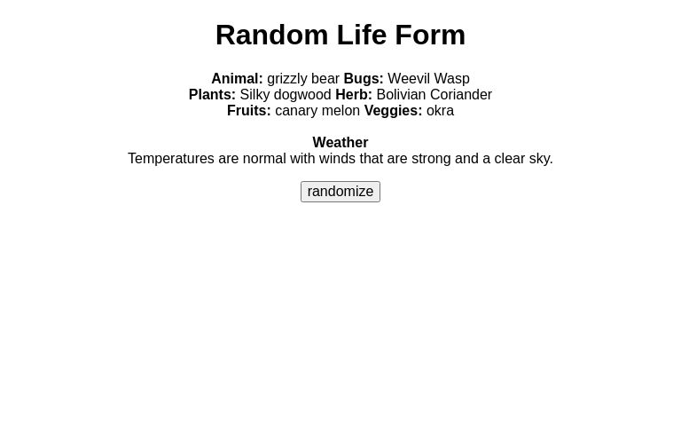 Random Life Form ― Perchance Generator