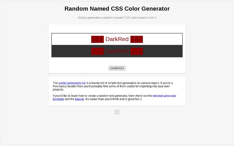 Random Named CSS Color Generator