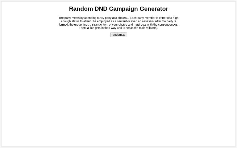 Random DND Campaign Generator