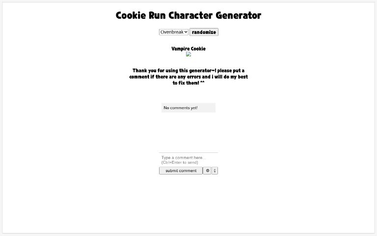 Cookie Run Character Generator