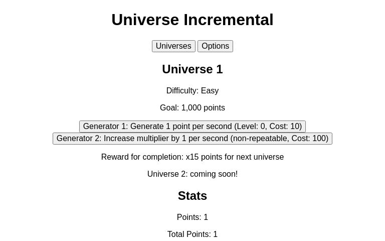 Universe Incremental ― Perchance Generator