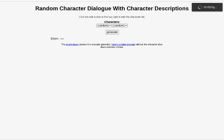 Random Character Dialogue With Character Descriptions ― Perchance Generator