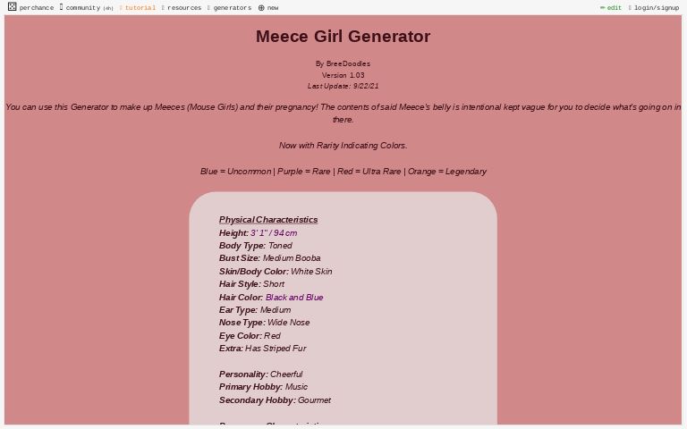 Meece Girl Generator ― Perchance