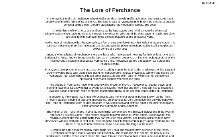 The Lore of Perchance ― Perchance Generator